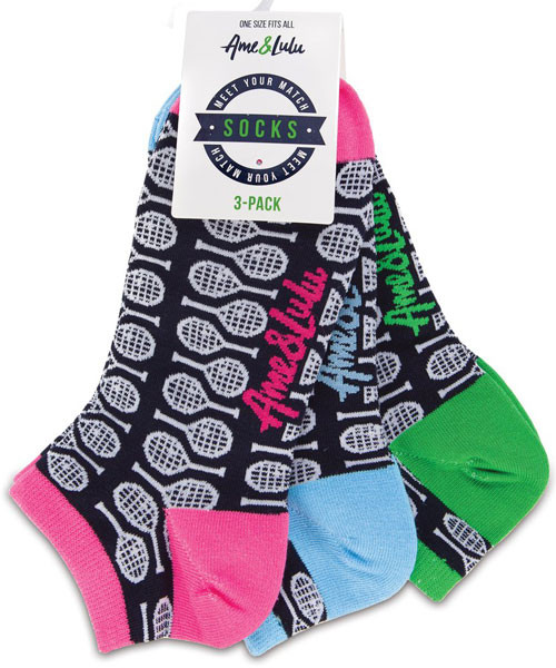 Ame & Lulu Meet Your Match Socks 3 Pack Racquets SOCKS1353P